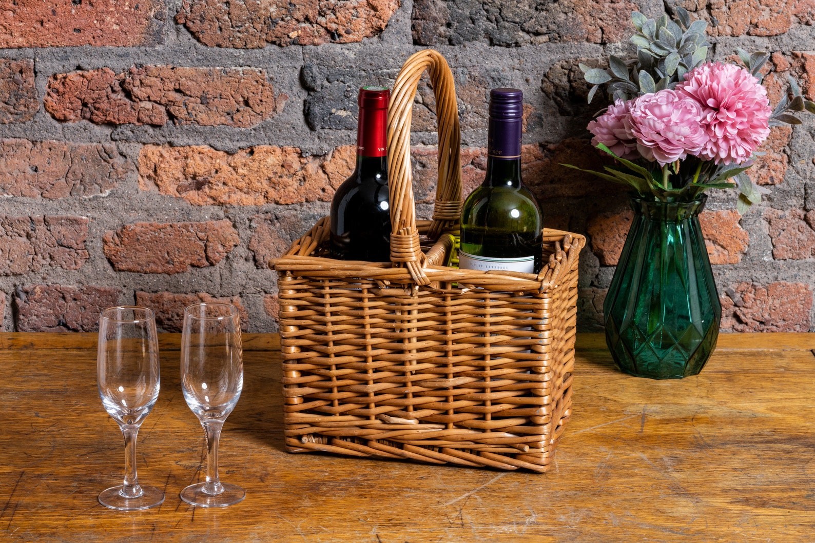 Wine Basket - Steamed Wicker Bottle Carrier in 3 Sizes - Etsy