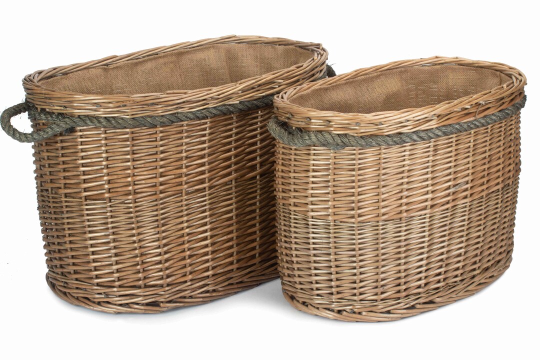 Oval Rope Handled Log Basket - Etsy UK