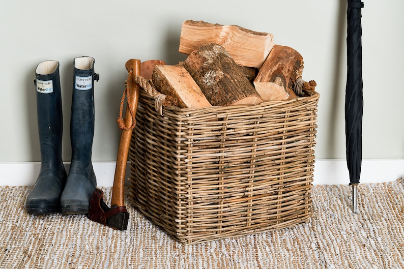 Log Basket Suitable for Outdoors Grey Rattan Basket in 3 - Etsy