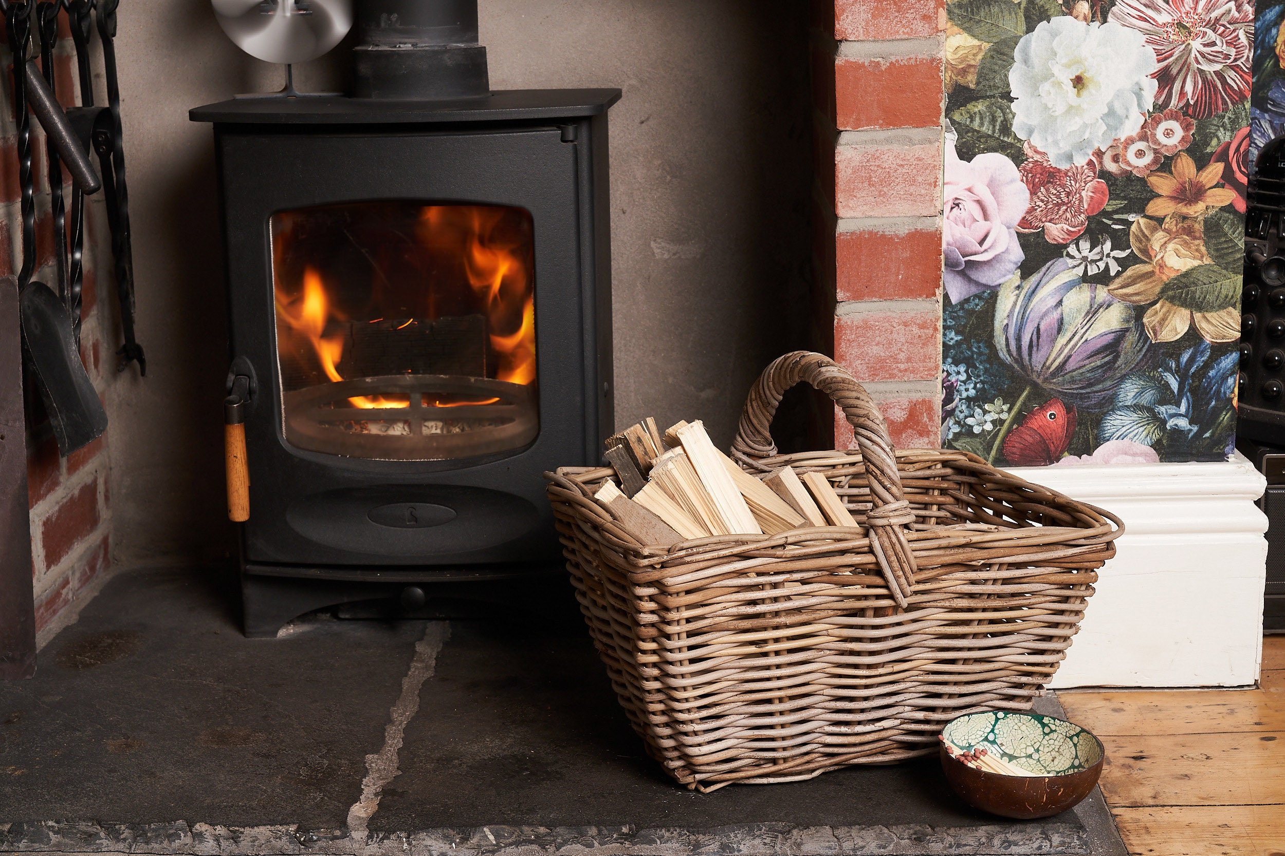 Kindling Storage Basket Rattan Log Basket with Handle | Etsy