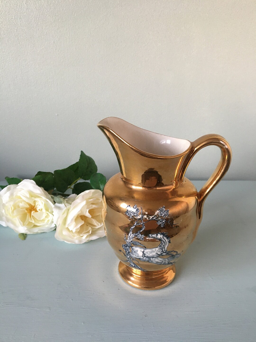 Gold Pegasus Crown Devon Fieldings Jug Pitcher Great Condition ...