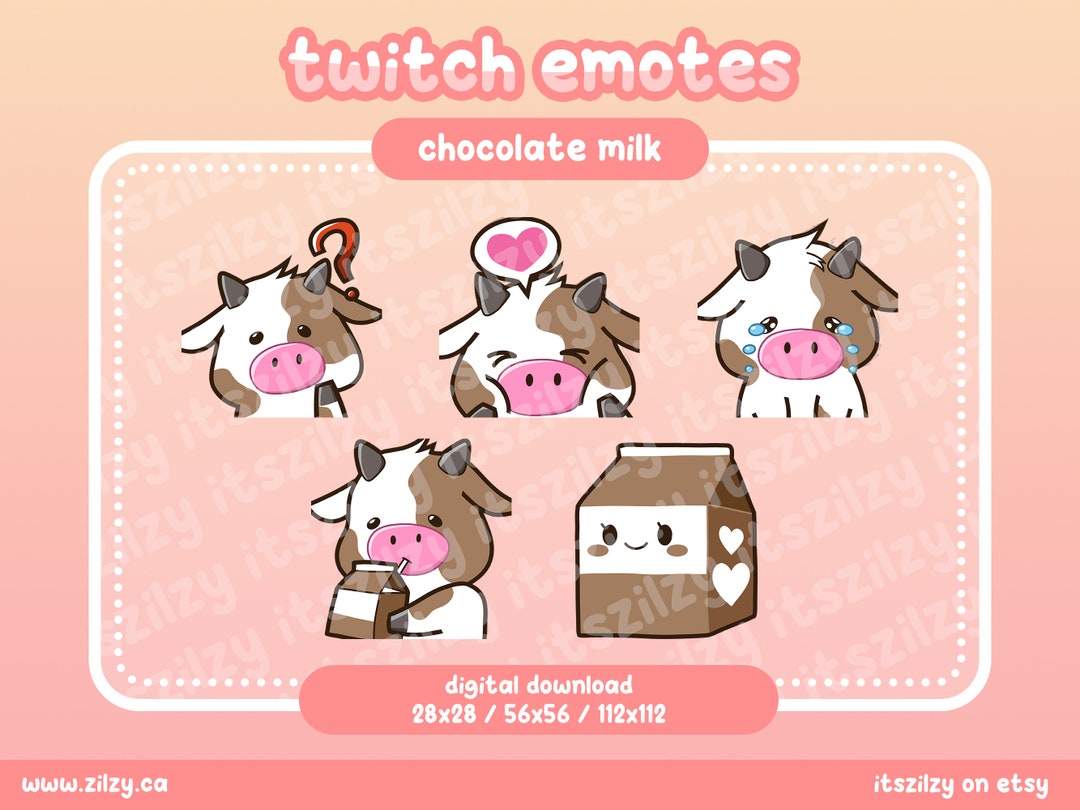 5 Kawaii Chocolate Cow Milk Emotes Twitch Discord Youtube - Etsy Australia
