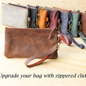 Large Leather Tote Bag With Zipper / Personalized Leather Tote Bag ...