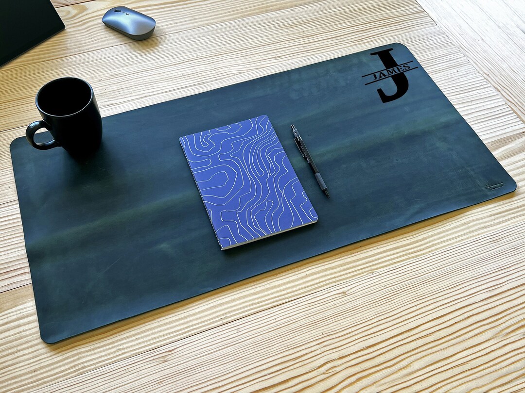 Green Leather Desk Pad, Personalized Custom Desk Mat, Gaming Pad ...