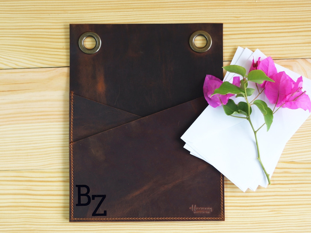 Leather Mailbox, Wall Mounted Mail Organizer, Letter Holder, Mail Caddy ...