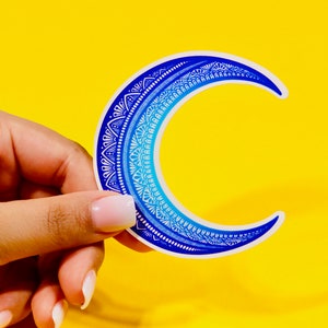 Blue Moon Vinyl Sticker WATERPROOF Moon Sticker Mandala - Etsy