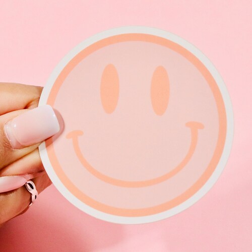 Pink Smiley Face Sticker - Etsy