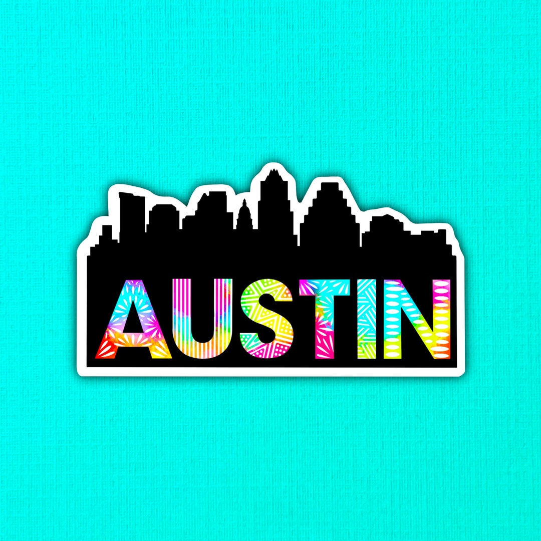 Austin City Skyline Vinyl Sticker WATERPROOF Austin Texas Sticker Water ...