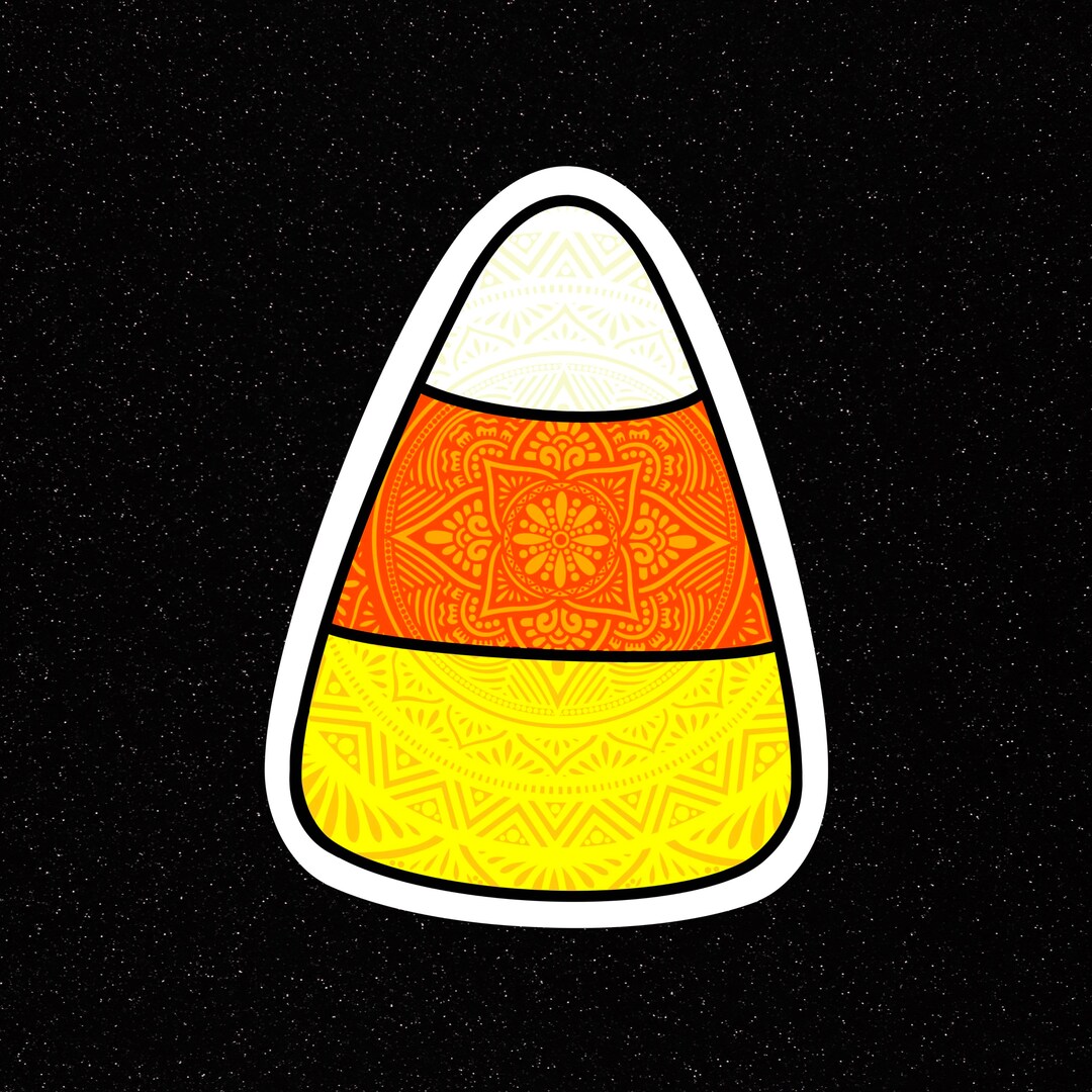 Candy Corn Vinyl Sticker WATERPROOF Halloween Stickers Zentangle Design ...