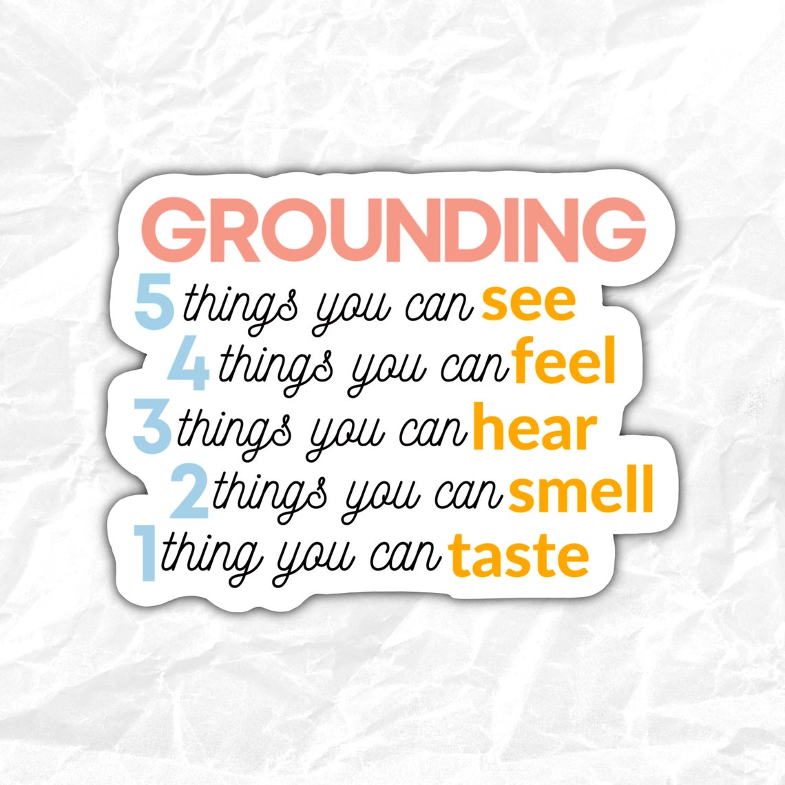 Grounding Technique Vinyl Sticker WATERPROOF Mental Health - Etsy