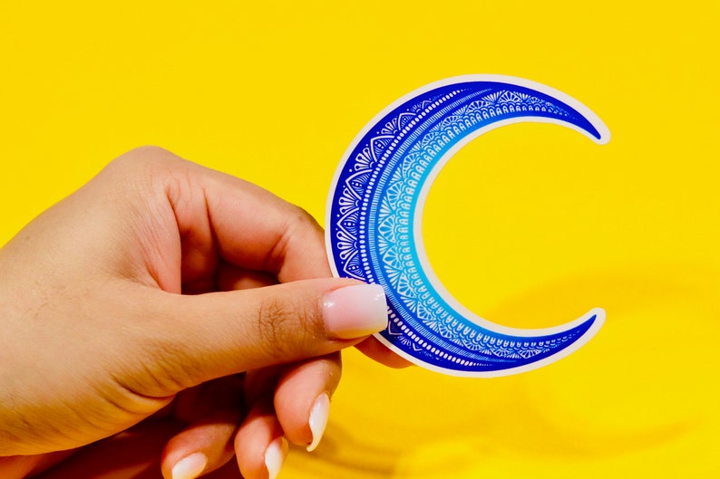 Blue Moon Vinyl Sticker WATERPROOF Moon Sticker Mandala - Etsy