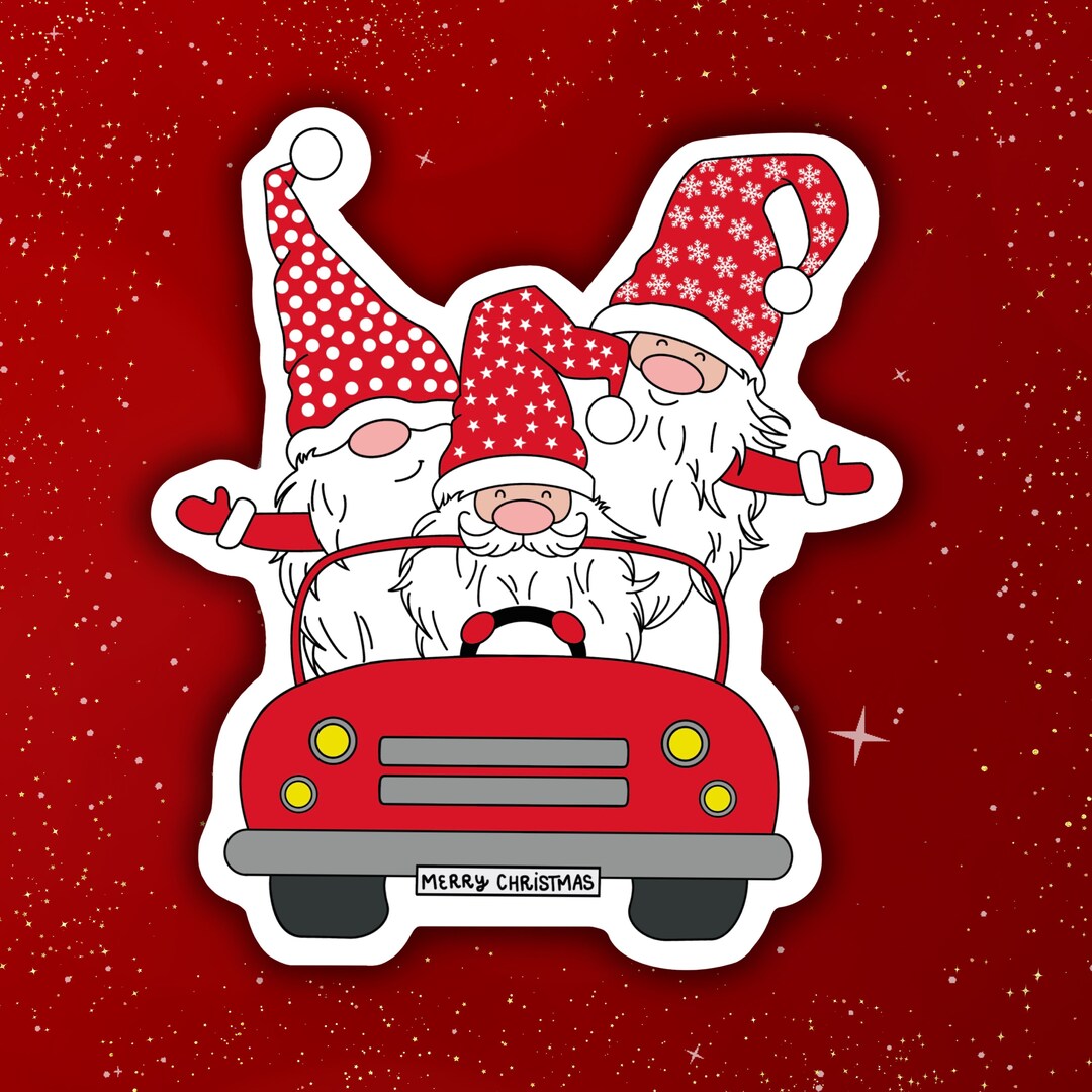Christmas Gnome Vinyl Sticker WATERPROOF Gnome Sticker Holiday Sticker ...