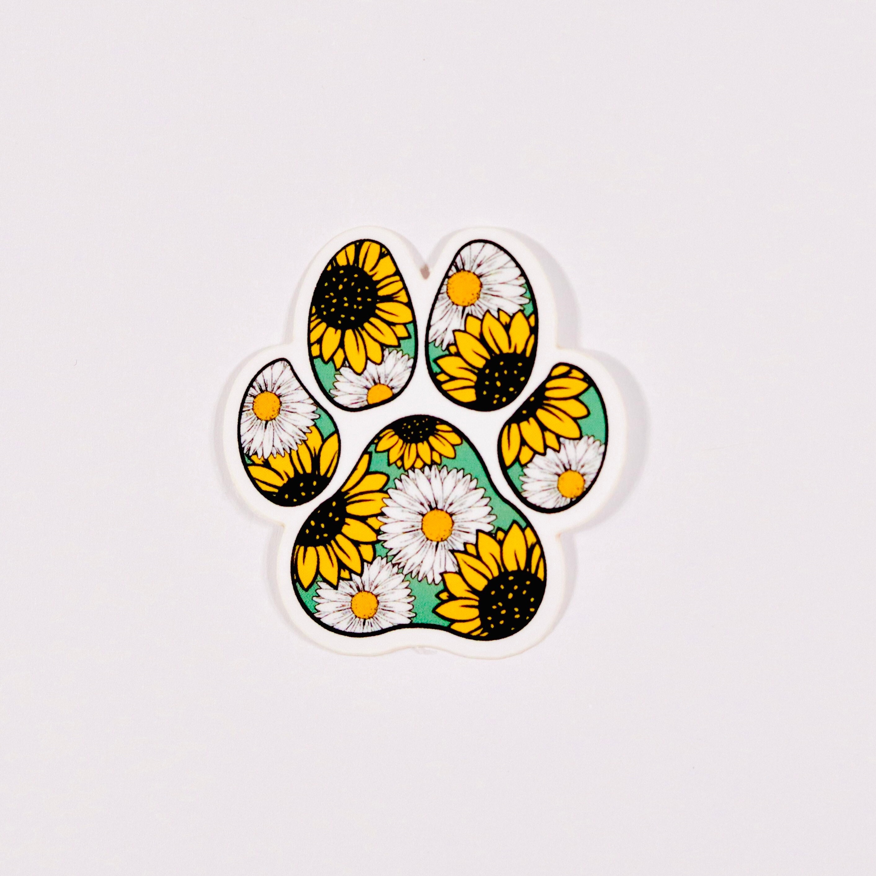 Mini Sunflower and Daisy Paw Print Vinyl Sticker WATERPROOF | Etsy