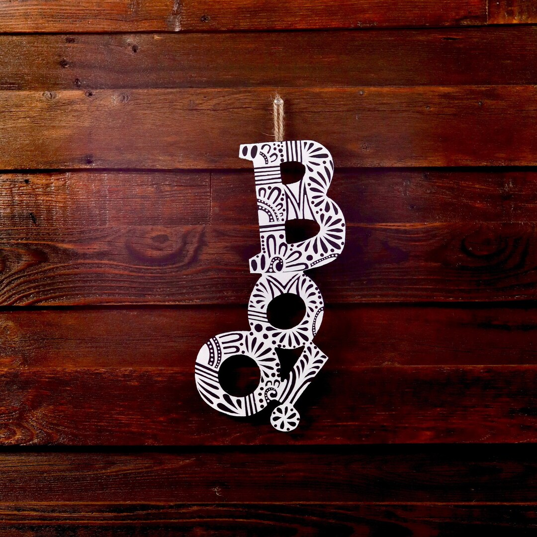 BOO White and Black Wooden Hanging Sign Halloween Decor Boo Letters ...