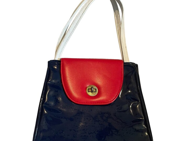 Vintage 1950s 1960s Candy Apple Red Patent Leather Large Handbag ...