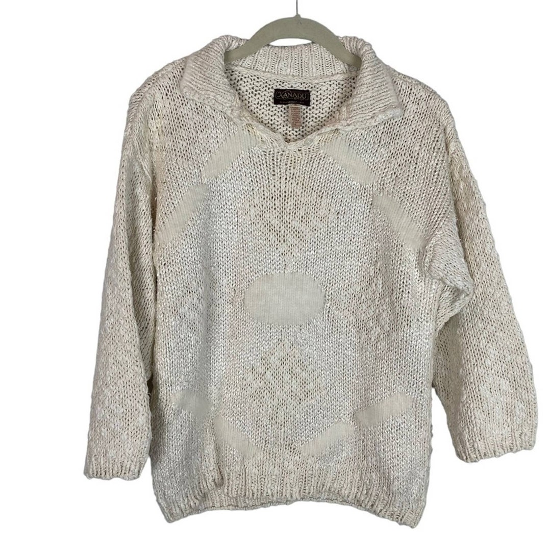 Vintage Xanadu Cream Collared Sweater Silk Blend Fuzzy Angora Detail - Etsy