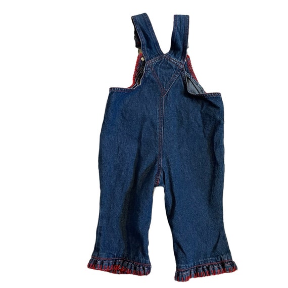 Vintage denim overalls felt appliqué floral and teddy… - Gem