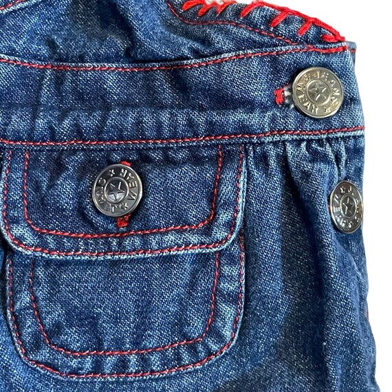 Vintage denim overalls felt appliqué floral and teddy… - Gem