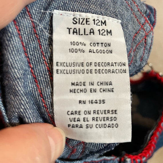 Vintage denim overalls felt appliqué floral and teddy… - Gem