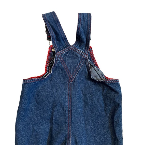Vintage denim overalls felt appliqué floral and teddy… - Gem