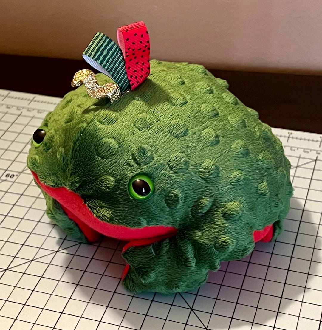 Lonnie the Toad~ Watermelon Toads! Bean Bag Frog Plushie: Weighted ...