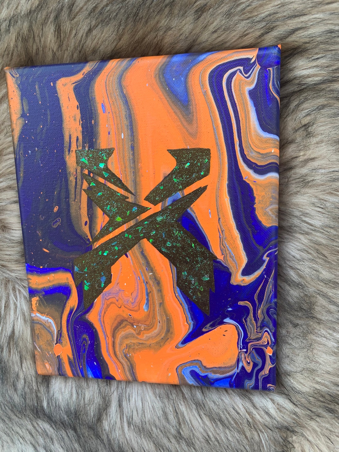 EXCISION LOST LANDS Edm Dj Logo Iridescent Drip Pour Pouring Canvas ...