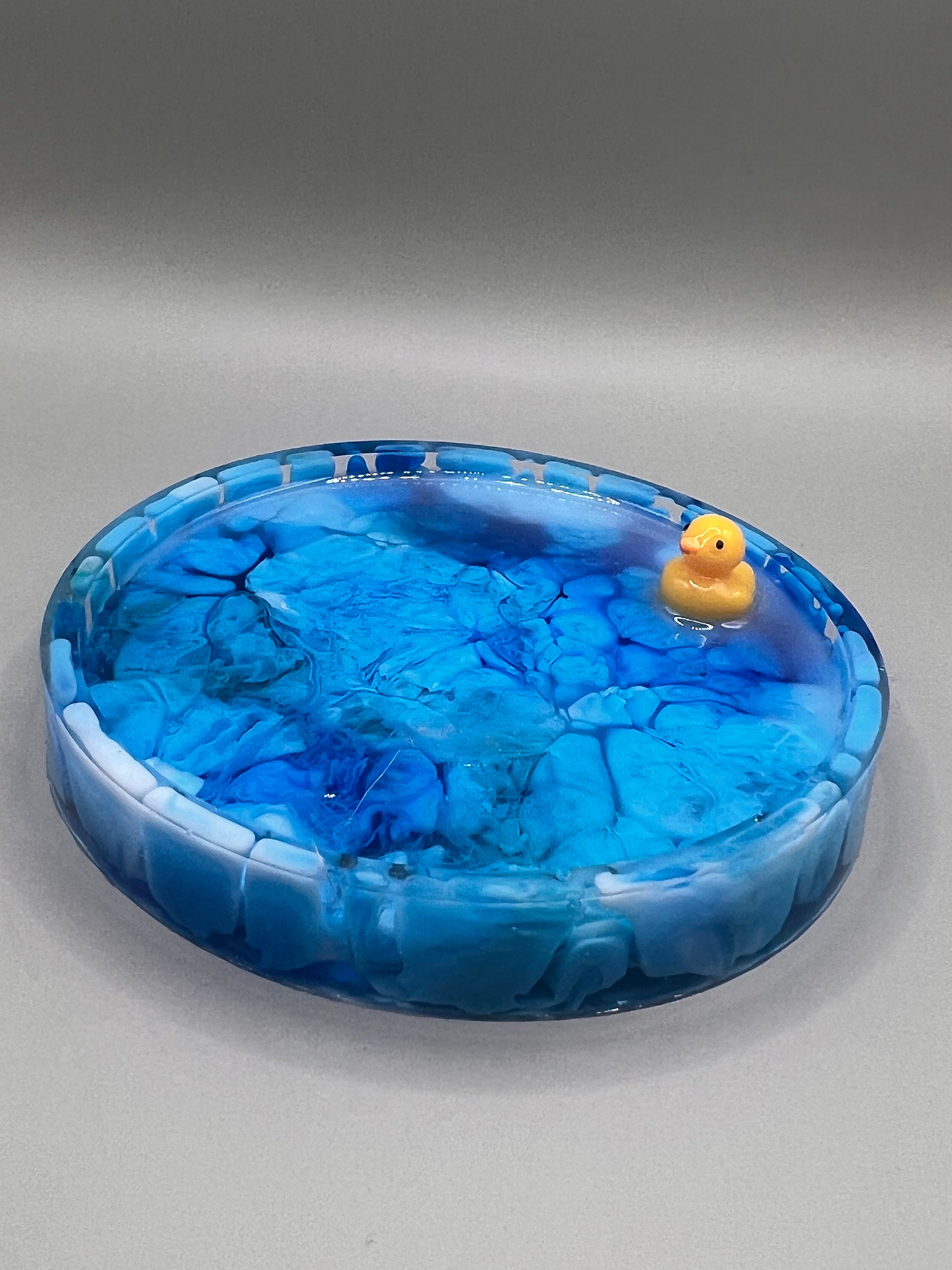 Rubber Ducky Blue Water Waves Resin Tray Coaster for Bathroom Pool ...