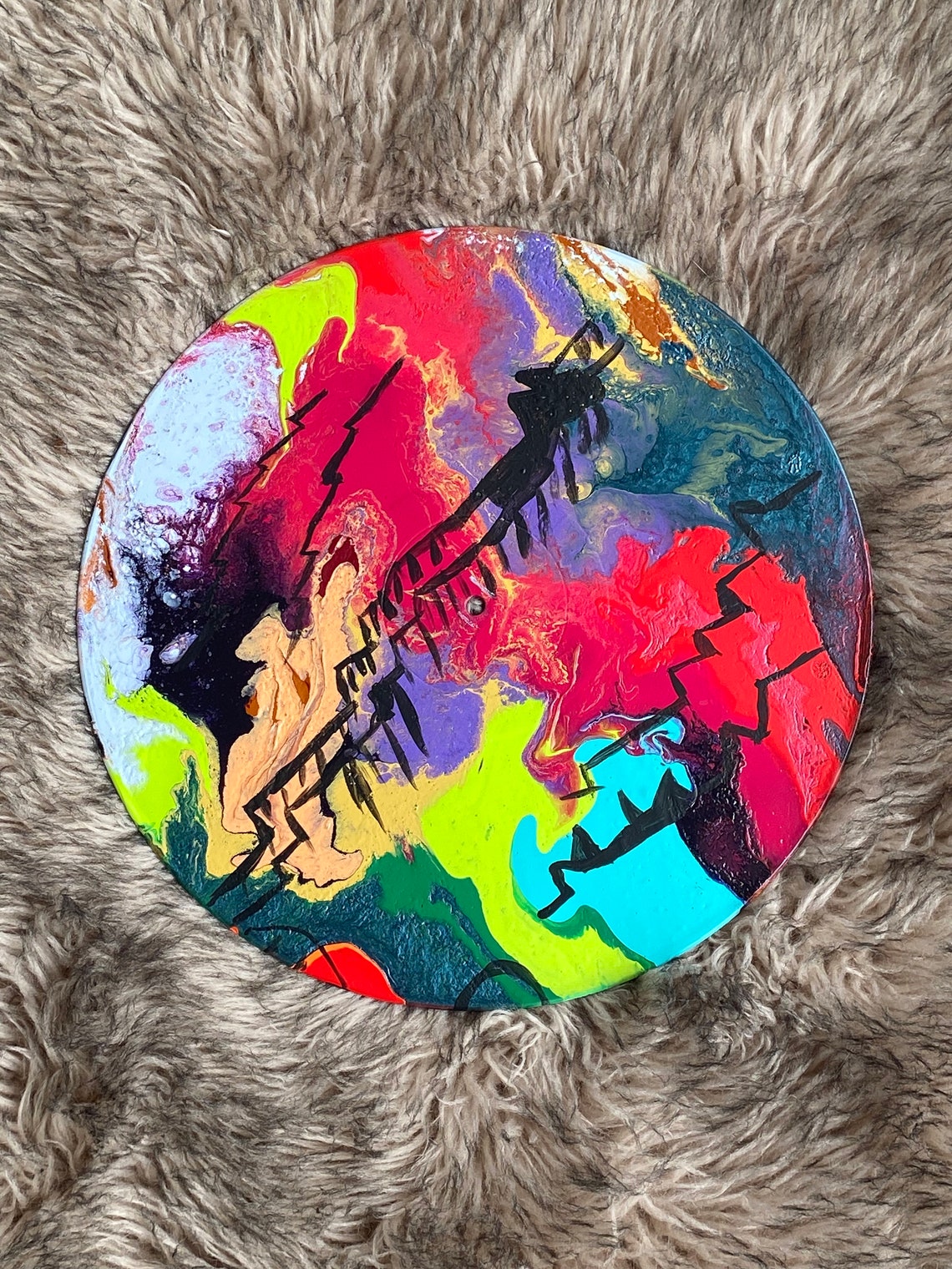 Kid Cudi Inspired INSANO Album Art Kaws Inspired Painted Vinyl Record ...