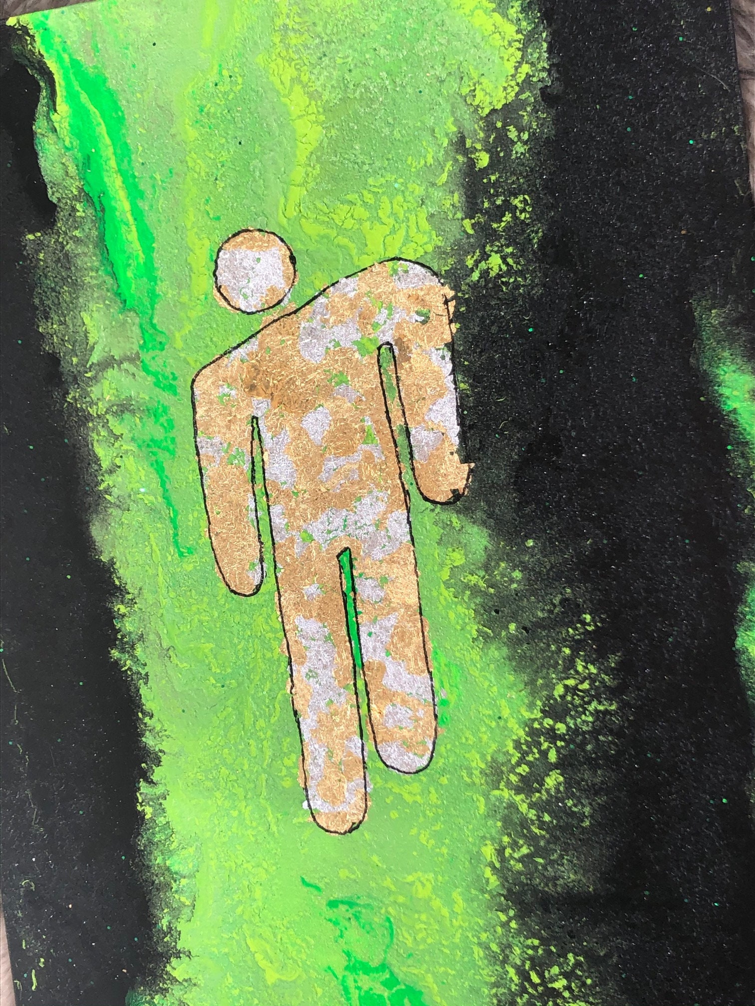 BILLIE EILISH Inspired Gold and Silver Blohsh on Green and Black ...