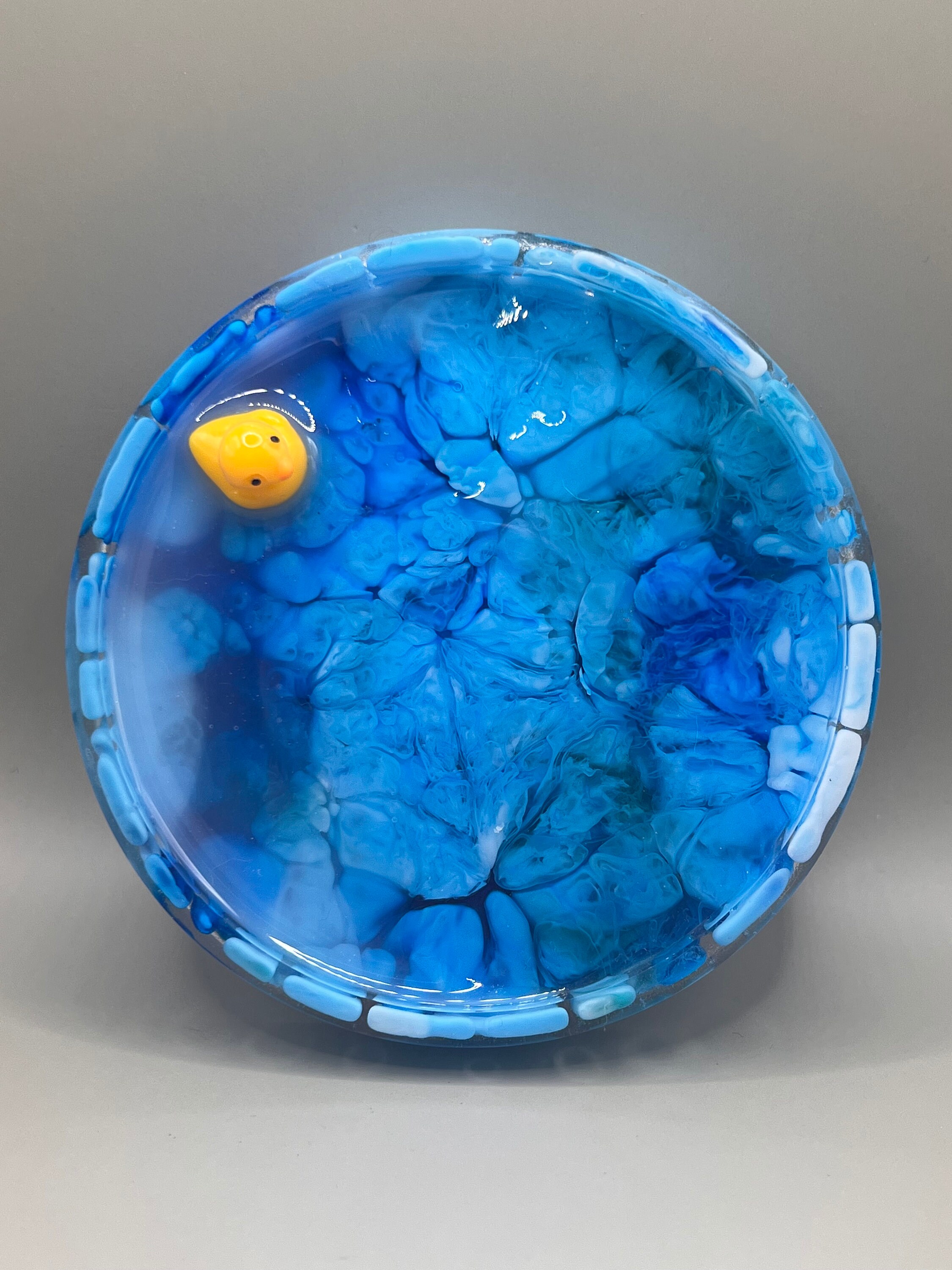 Rubber Ducky Blue Water Waves Resin Tray Coaster for Bathroom Pool ...