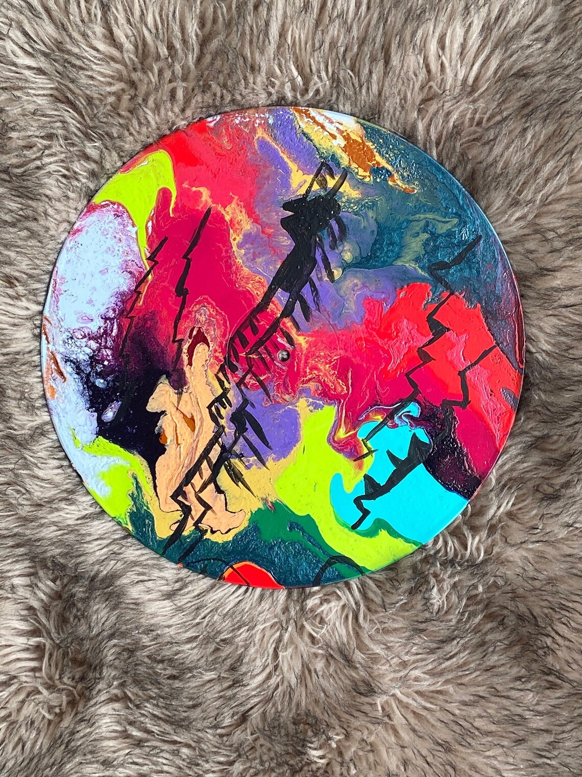 Kid Cudi Inspired INSANO Album Art Kaws Inspired Painted Vinyl Record ...
