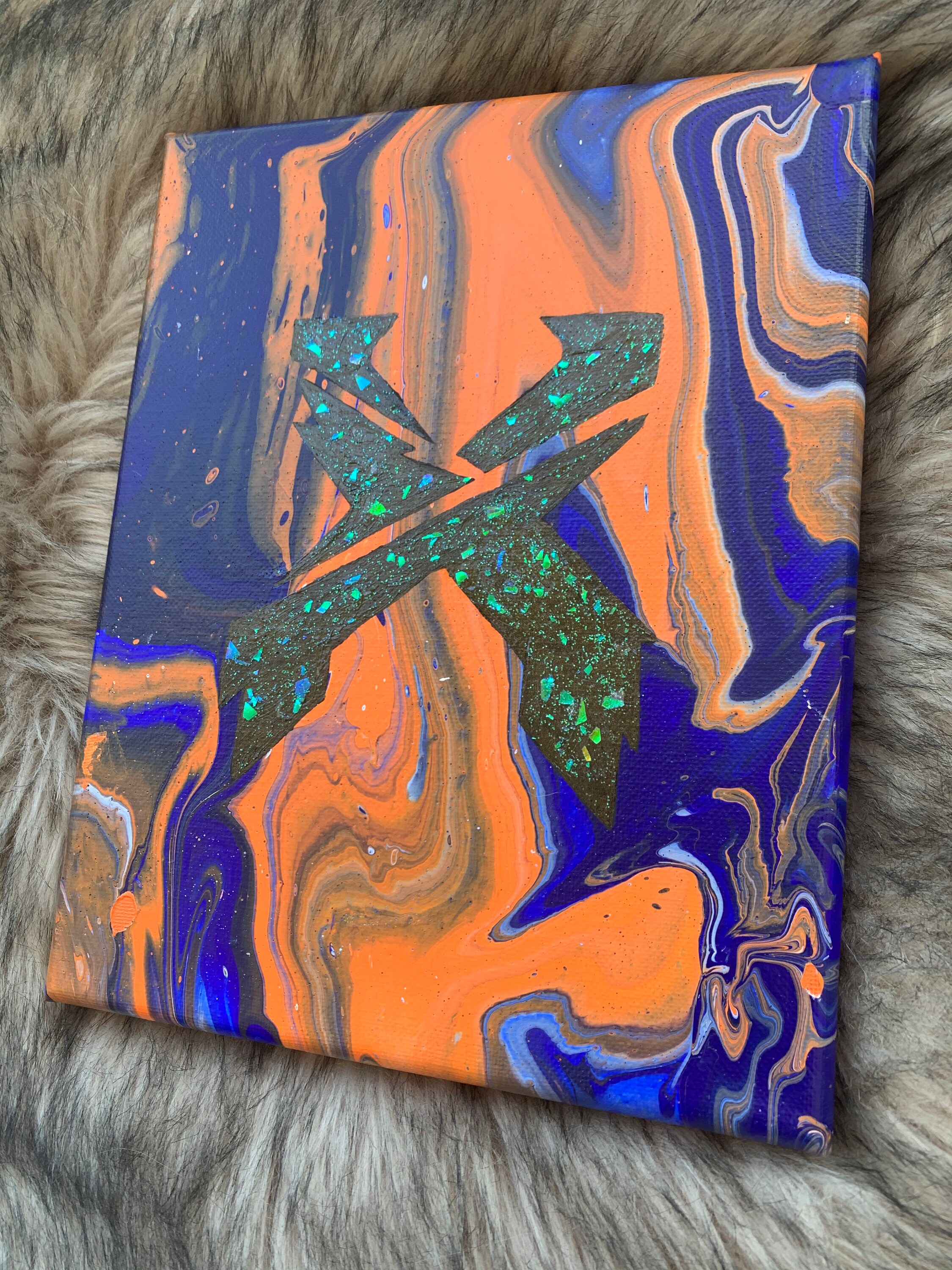 EXCISION LOST LANDS Edm Dj Logo Iridescent Drip Pour Pouring Canvas ...