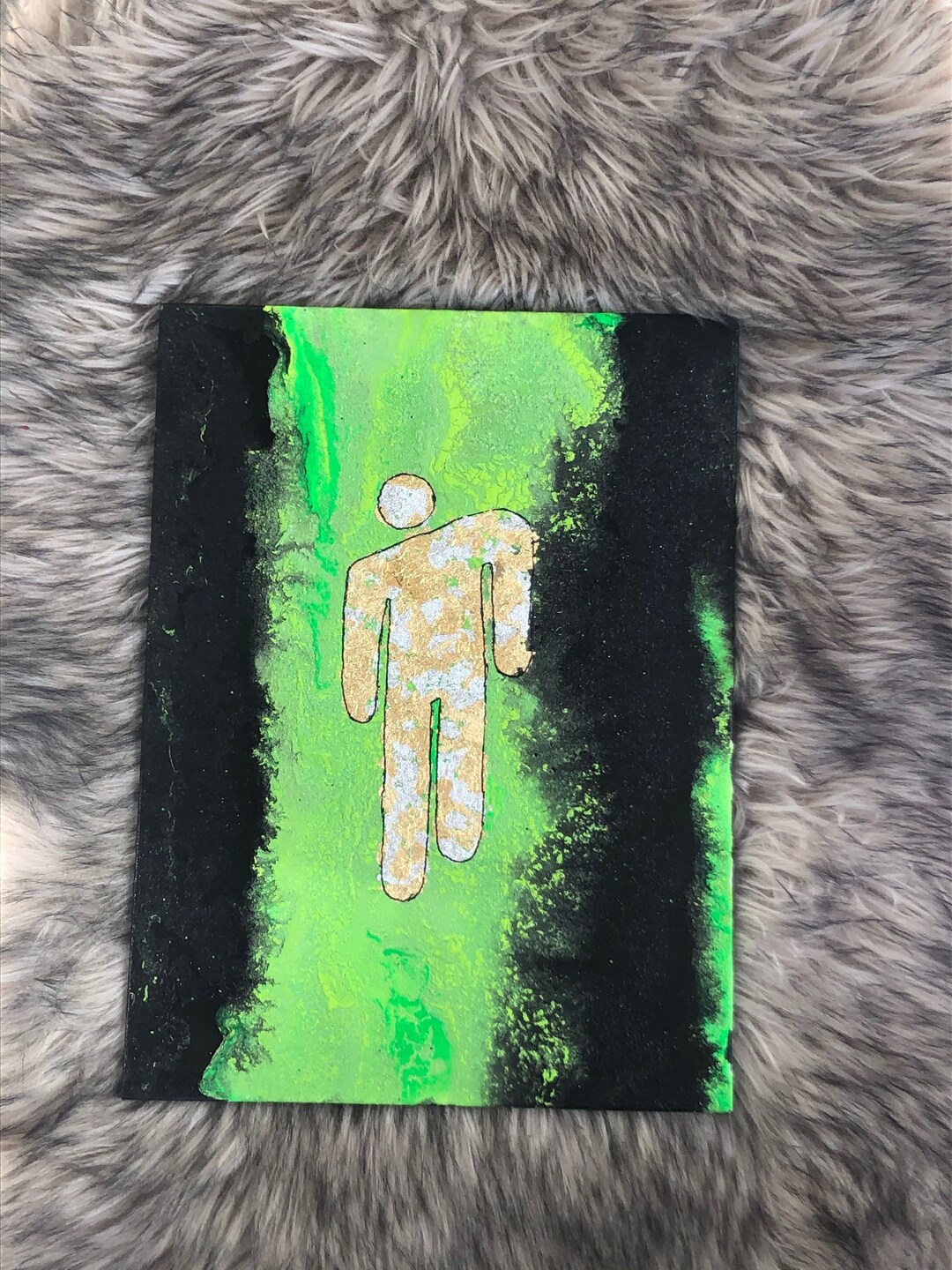 BILLIE EILISH Inspired Gold and Silver Blohsh on Green and Black ...