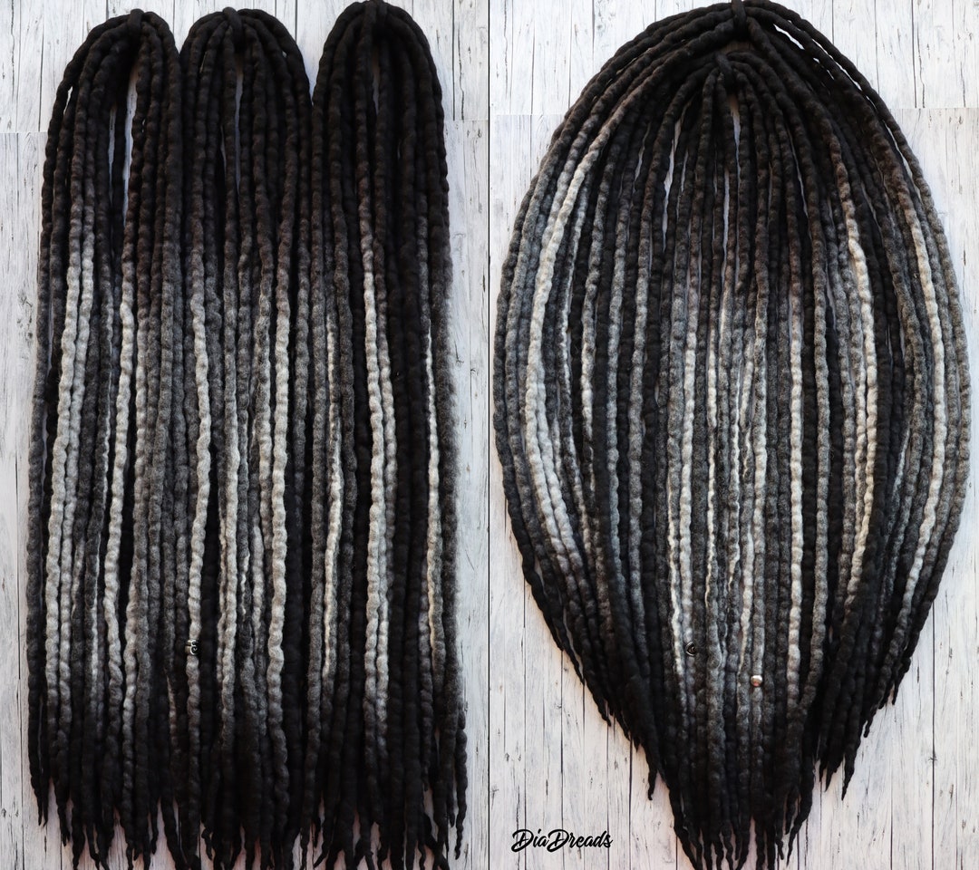 Wool Dreads Full Set BLACK ONYX DE Wool Dreadlocks Dreads Double Ended ...