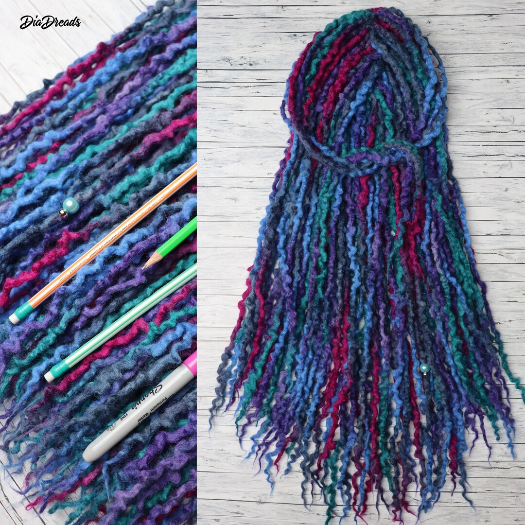 Thin Wavy Wool DE Dreads GLAMOUR Wool Dreadlocks Double Ended ...