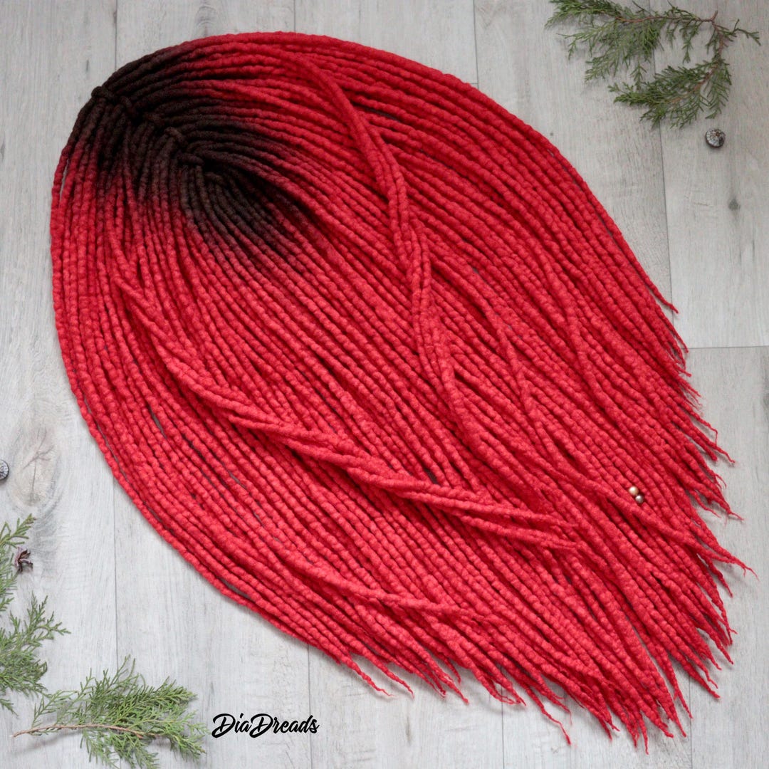 Bright RED Merino Double Ended Wool Dreadlocks Wool Dreads, Braid in ...
