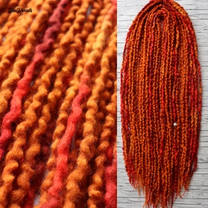 Thin DE Wool Dreads Mix Ginger Orange Phoenix Wool Dreadlocks Double ...