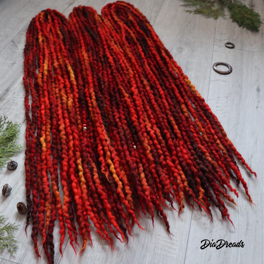 Wavy Wool Dreads DE - ORANGE MIX Short Medium Long Dreadlocks Double ...