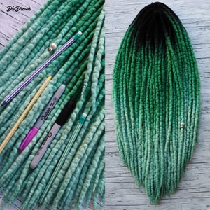Wool Dreads DE ENCHANTRESS Emerald Mint Wool Dreadlocks Double Ended ...