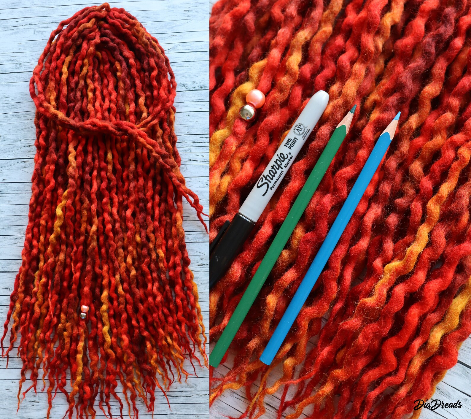 Wavy Wool Dreads DE - PHOENIX Short Medium Long Dreadlocks Double Ended ...