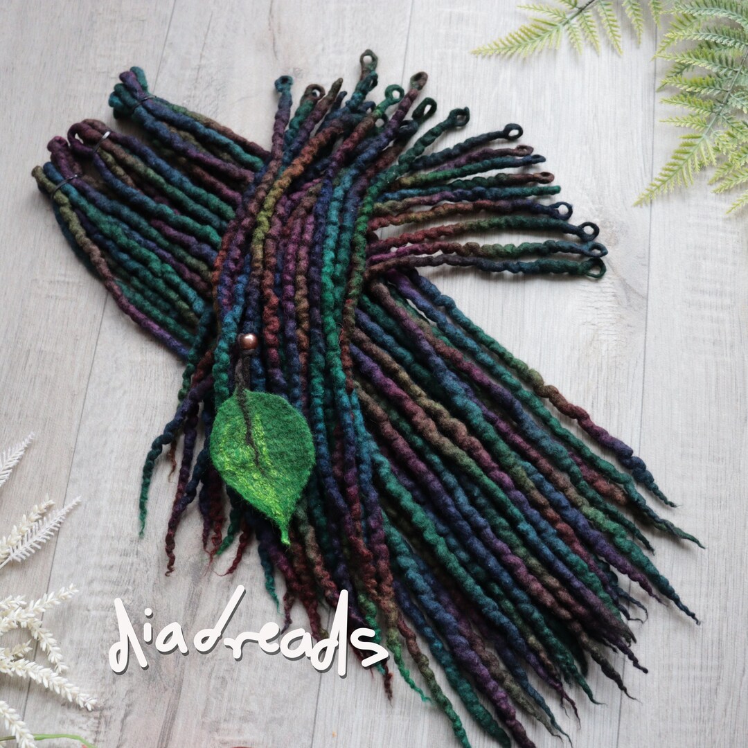 Merino Wool Dreads Black Rainbow SE Braid-in Dreadlocks Single Ended ...