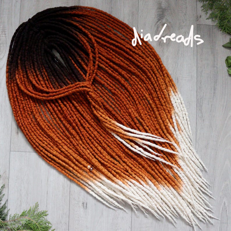 Wool Dreadlocks Dark Fox: Dark Brown Auburn, Ginger & White, Merino ...