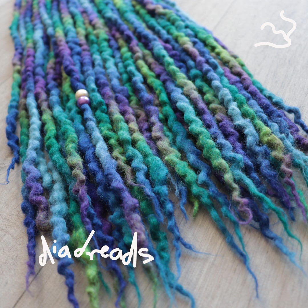 Wool Dreads DE Wavy Mermaid RAINBOW De Wool Dreadlocks Dreads Double ...