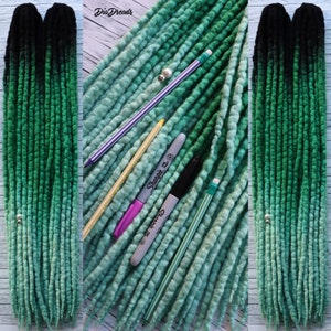 Wool Dreads DE ENCHANTRESS Emerald Mint Wool Dreadlocks Double Ended ...