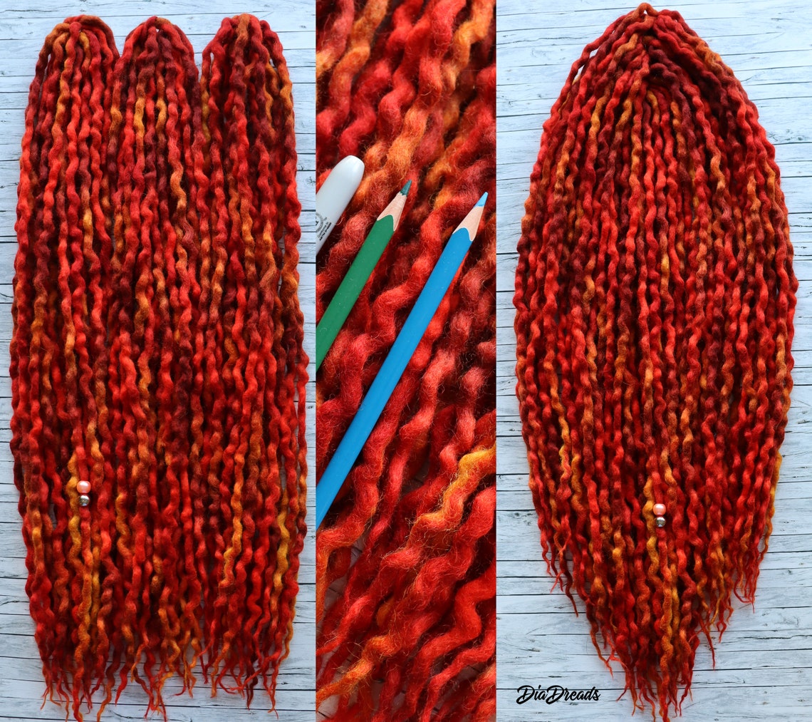 Wavy Wool Dreads DE - PHOENIX Short Medium Long Dreadlocks Double Ended ...