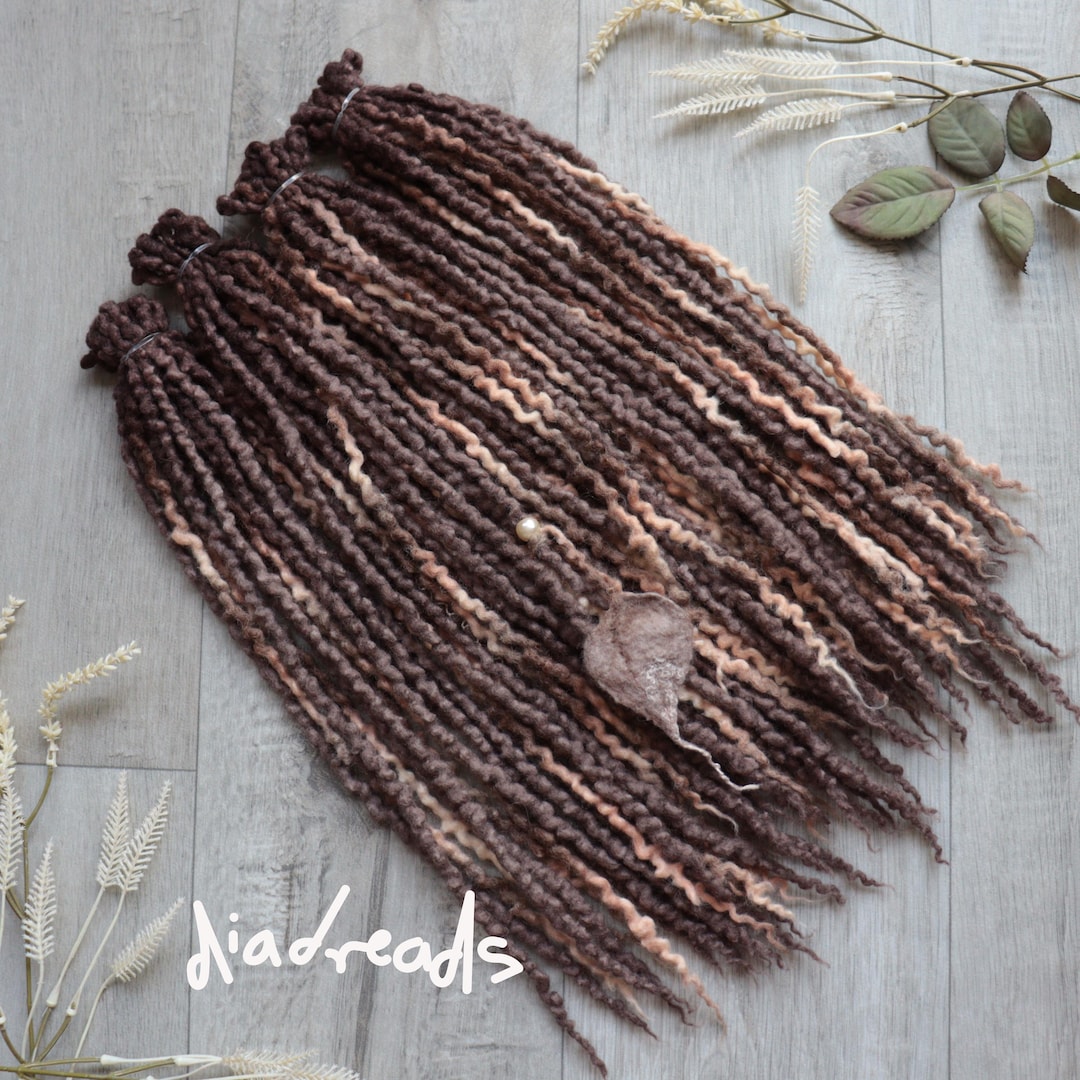 Thin Wavy Wool Dreads EARTHY MIX 12-28 Inches DE Wool Dreadlocks Double ...