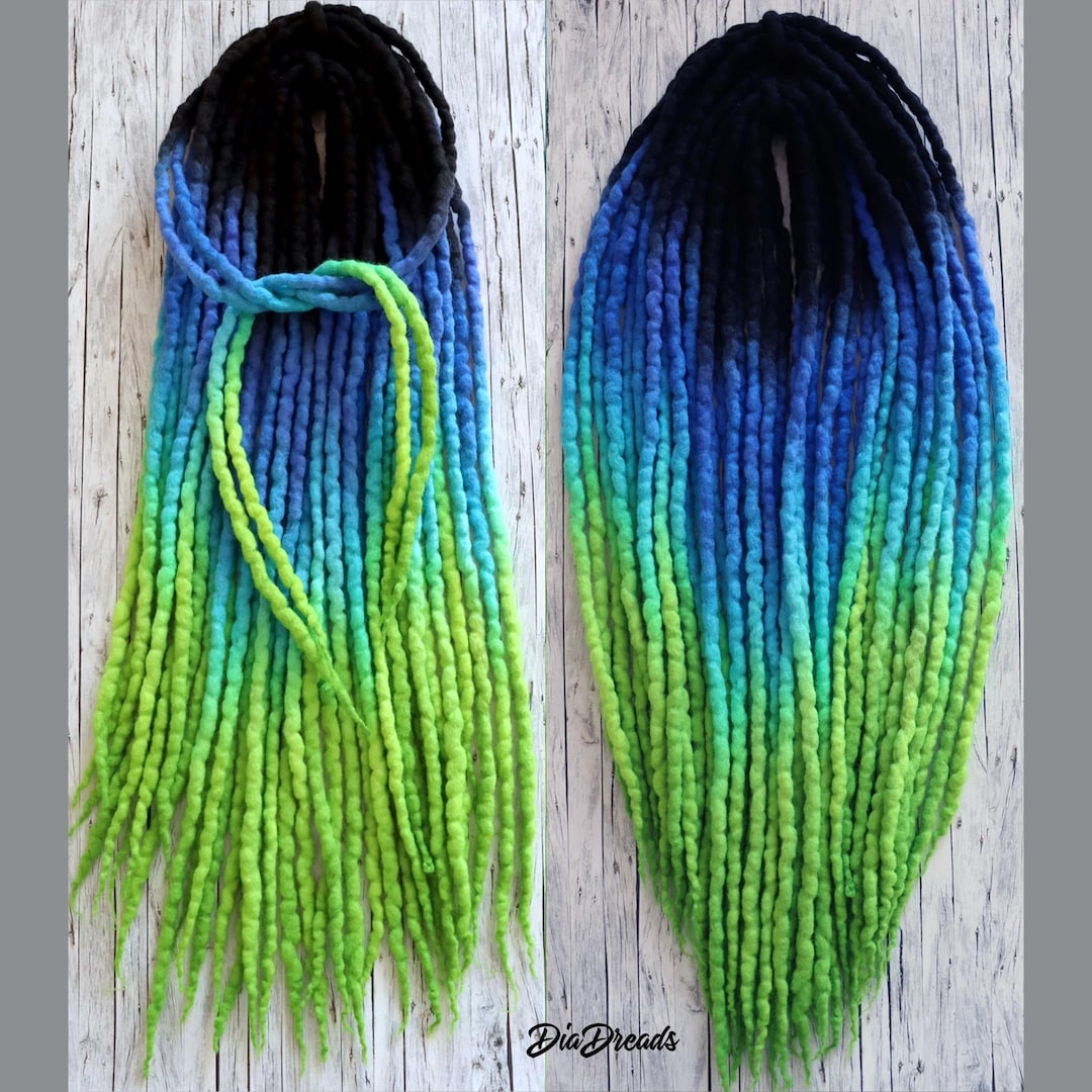Wool Dreads DE Uv Reactive LUNA MOTH Wool Dreadlocks Double Ended Full ...