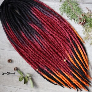 Wool Dreadlocks DE MAHOGANY FALL Black Red Orange Wool Dreads, Braid in ...