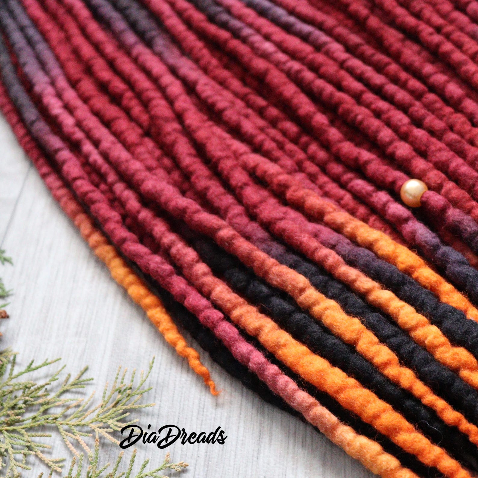Wool Dreadlocks DE MAHOGANY Black Red Orange Wool Dreads, Braid in Fake ...