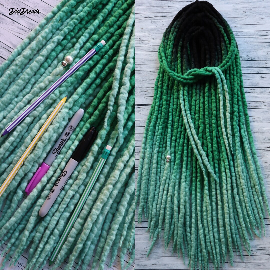 Wool Dreads DE ENCHANTRESS Emerald Mint Wool Dreadlocks Double - Etsy